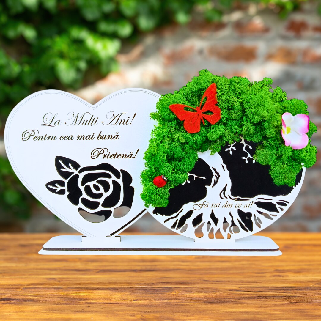 Decoratiune Copacul Vietii cu Inima personalizata cu mesaj gravat "Cea ...