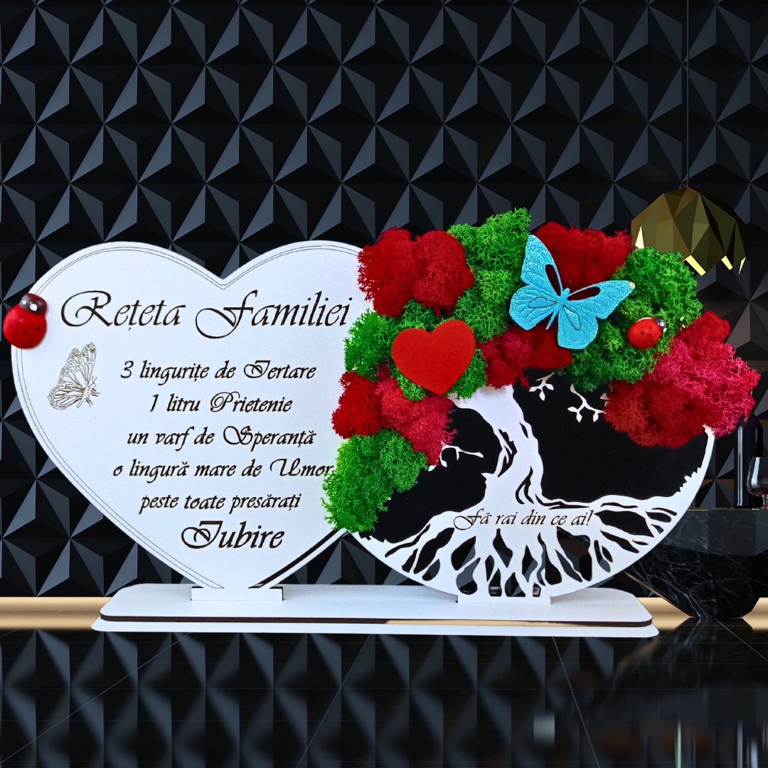 Decoratiune Copacul Vietii cu Inima personalizata cu mesaj gravat ...