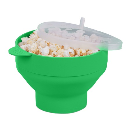Recipient pliabil din silicon pentru popcorn la microunde, capac si ...