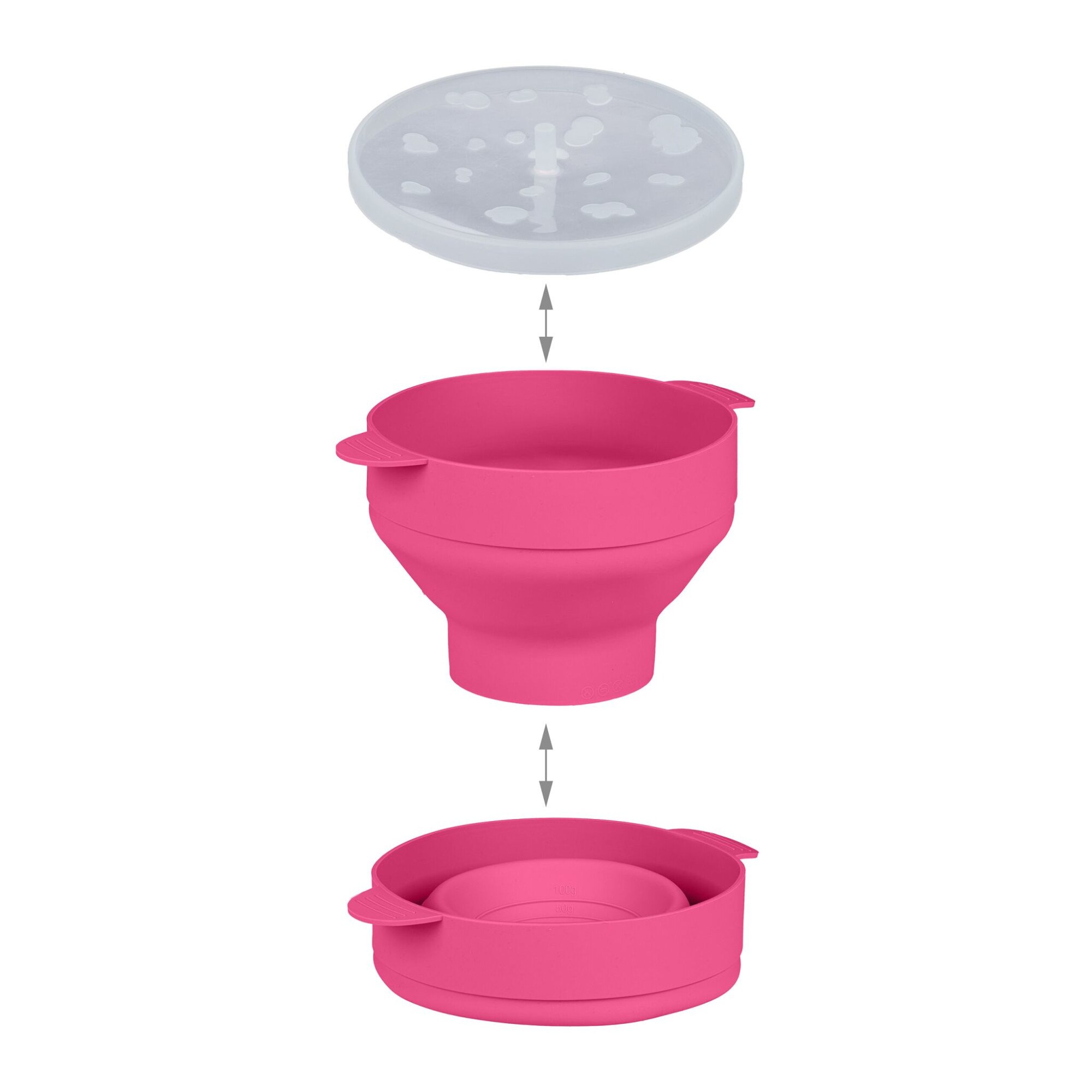 Recipient pliabil din silicon pentru popcorn la microunde, capac si ...