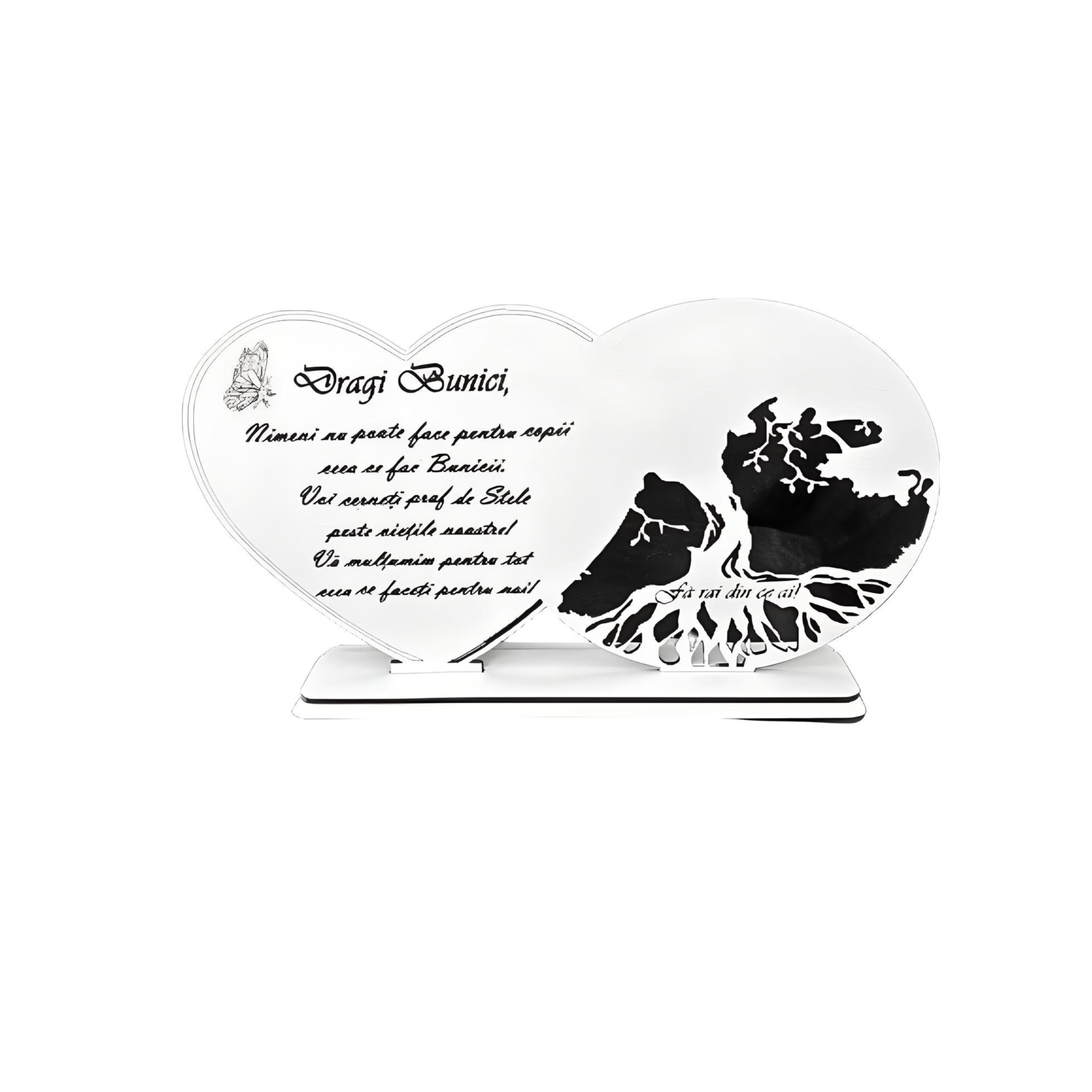 Decoratiune blank inima copacul vietii, personalizata cu mesaj standard ...