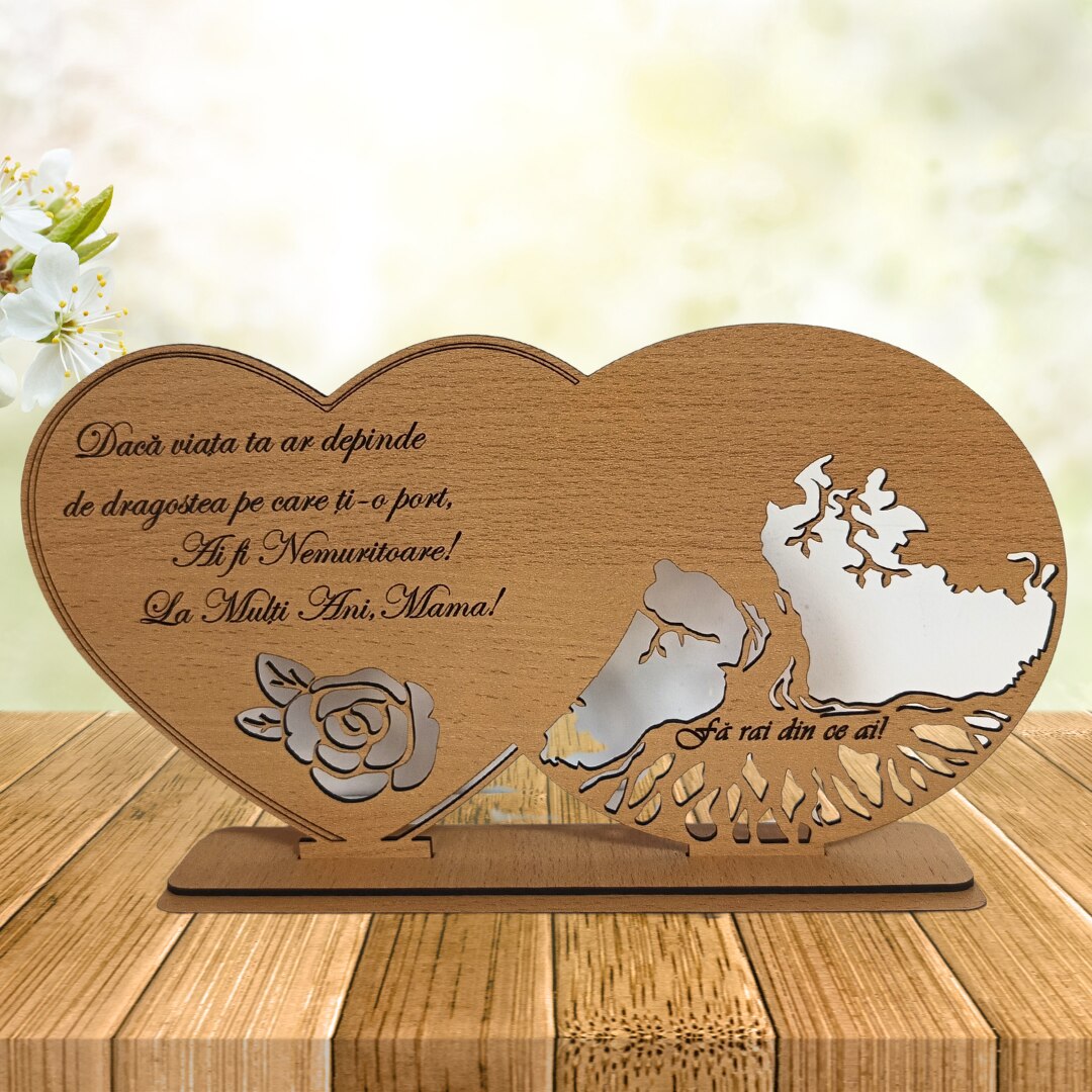 Decoratiuni blank inima copacul vietii, personalizata "La multi ani ...