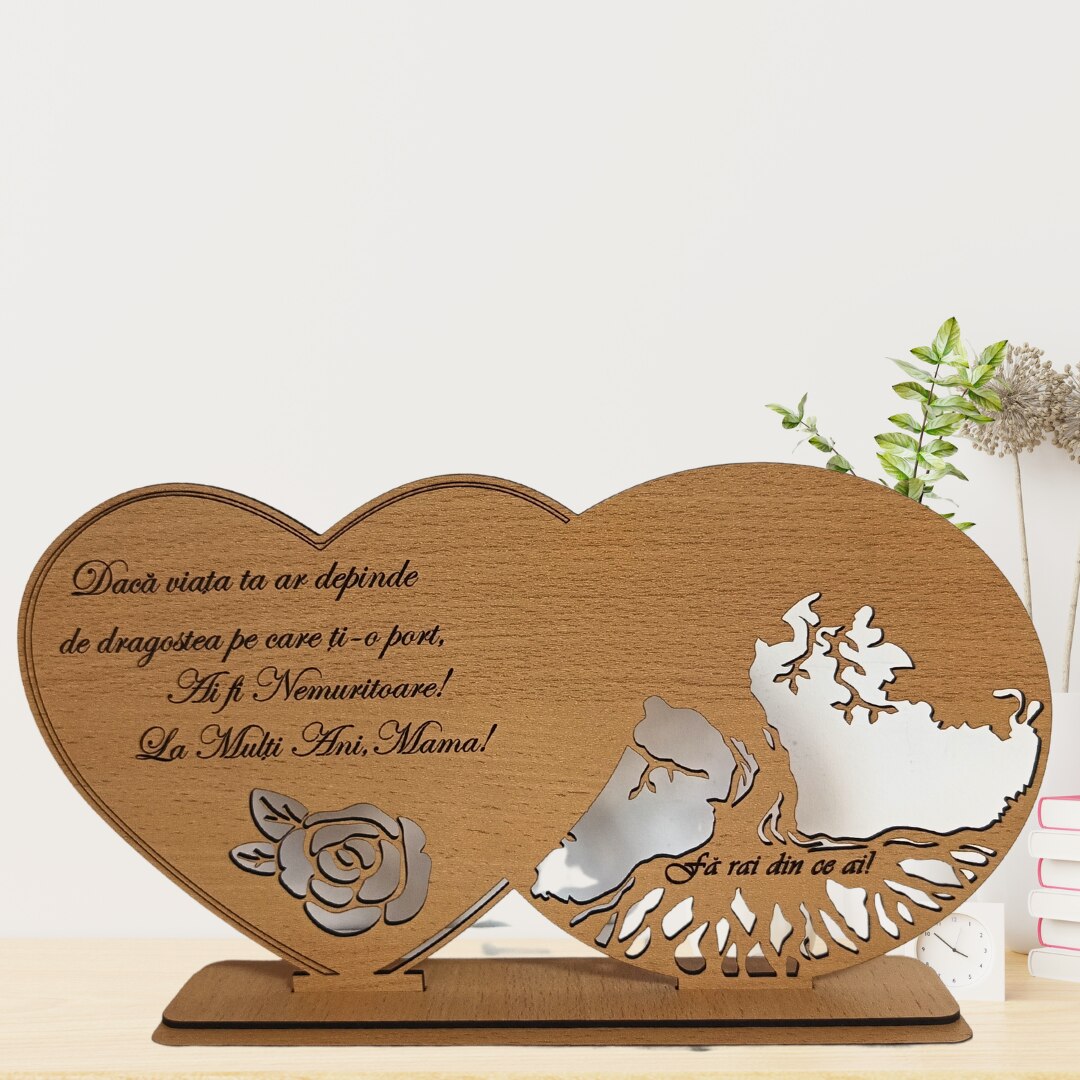 Decoratiuni blank inima copacul vietii, personalizata "La multi ani ...