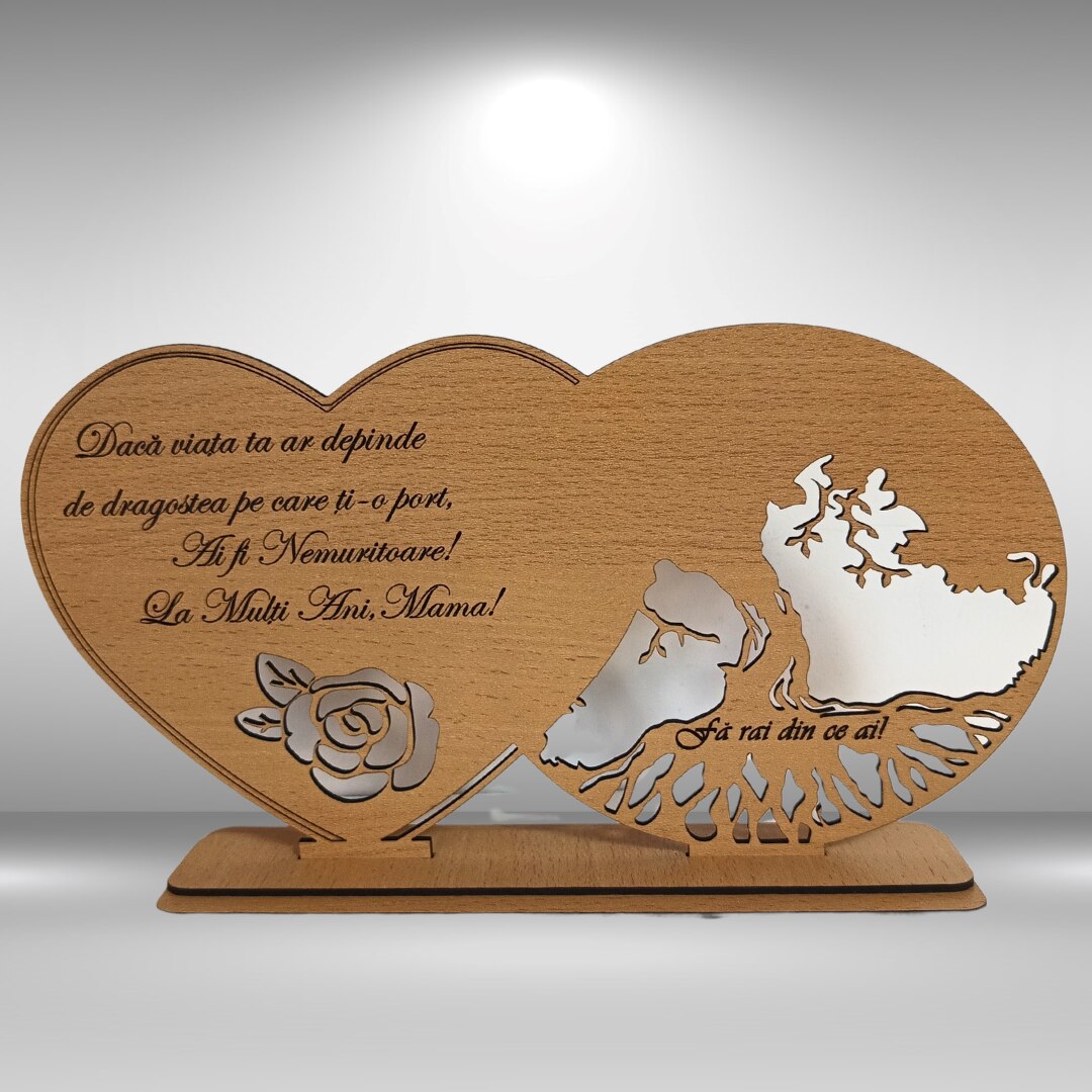 Decoratiuni blank inima copacul vietii, personalizata "La multi ani ...