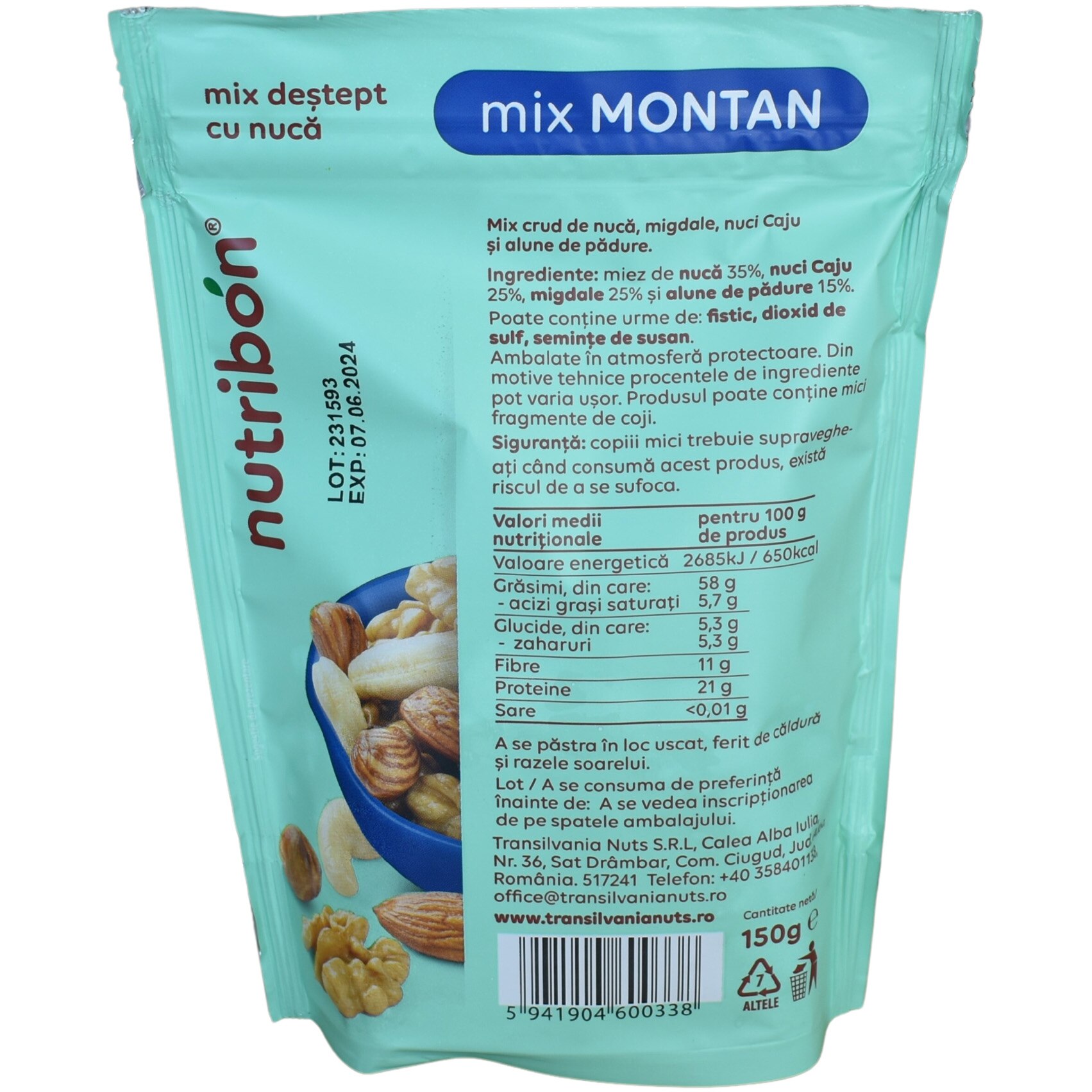 Nutribon Mix Montan (Miez de Nuca, Caju, Alune Nedecojite, Migdale ...