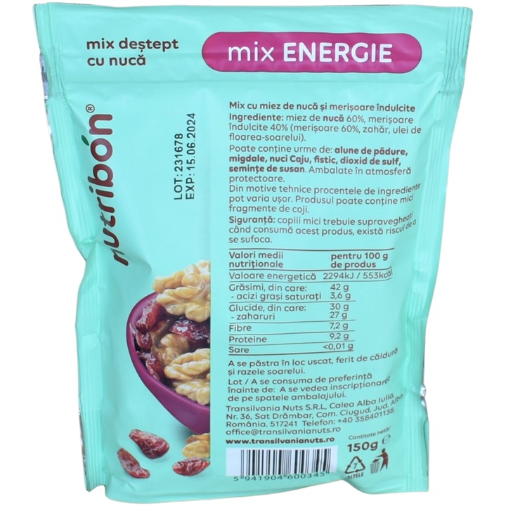 Nutribon Mix Energie (Miez de Nuca si Merisoare), 150g - eMAG.ro