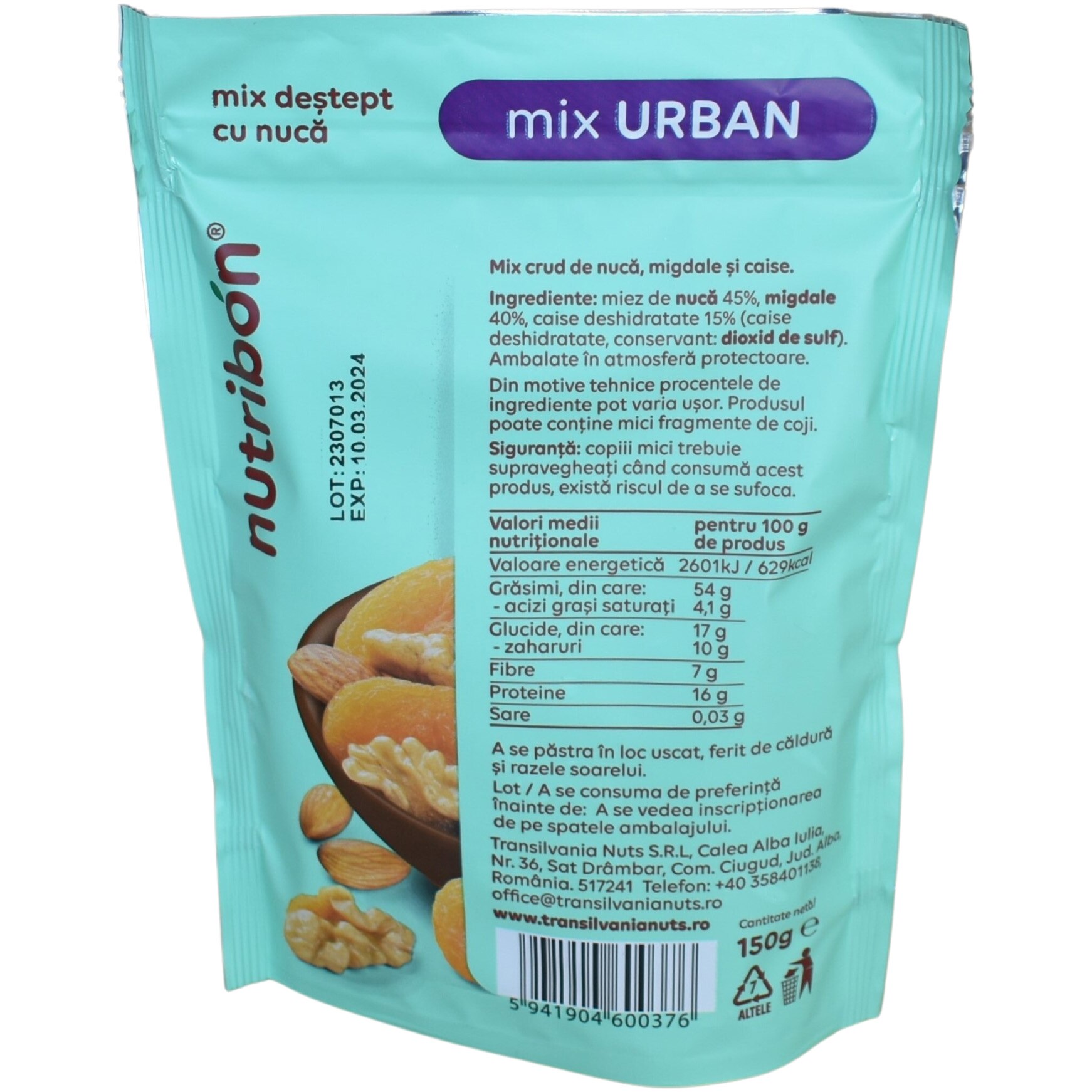 Nutribon Mix Urban (Miez de Nuca, Migdale, Caise Confiate), 150g - eMAG.ro