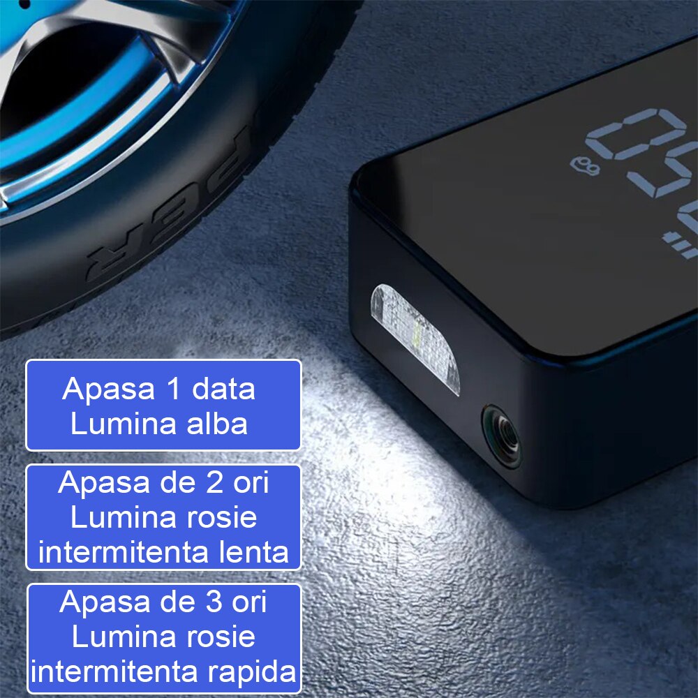 Compresor Auto Portabil Cu Functie De Power Bank 6000mah Incarcator
