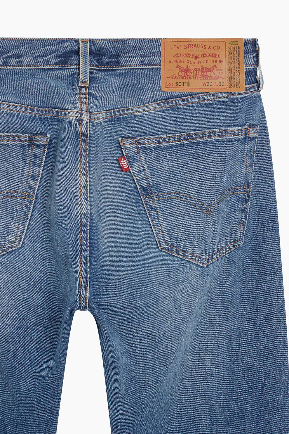 Levi's, Дънки 501® Original със средновисока талия, Син, W36-L32 - eMAG.bg