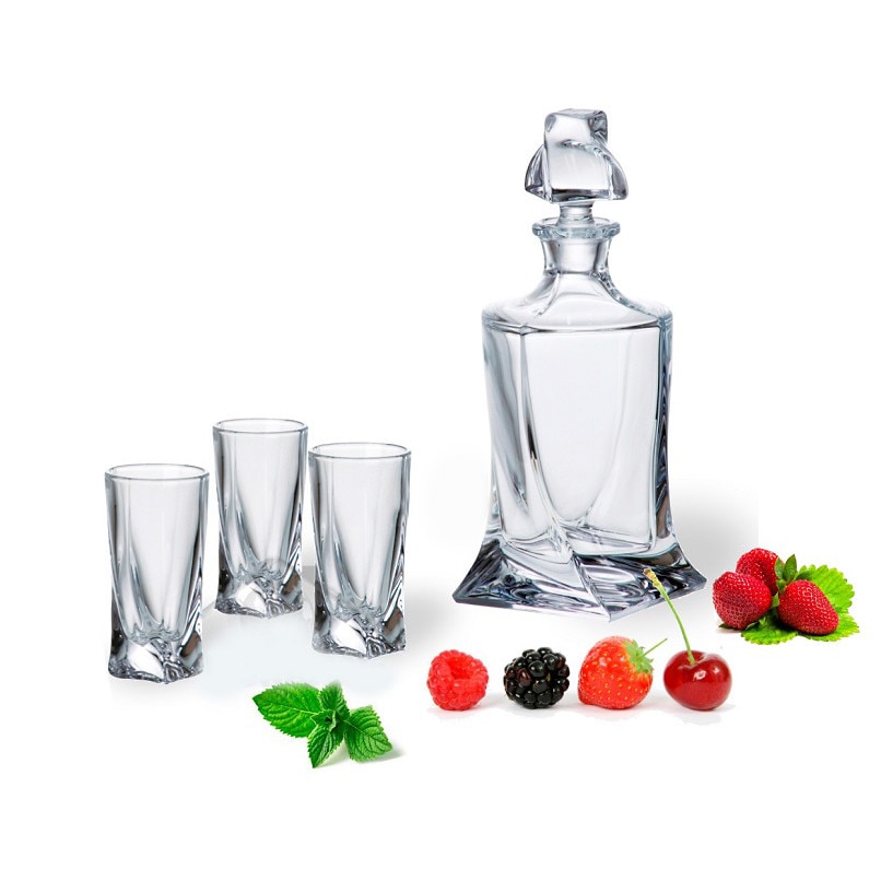 Set pentru bauturi de cristal, Bohemia Crystalite, sticla, 500ml/50ml ...