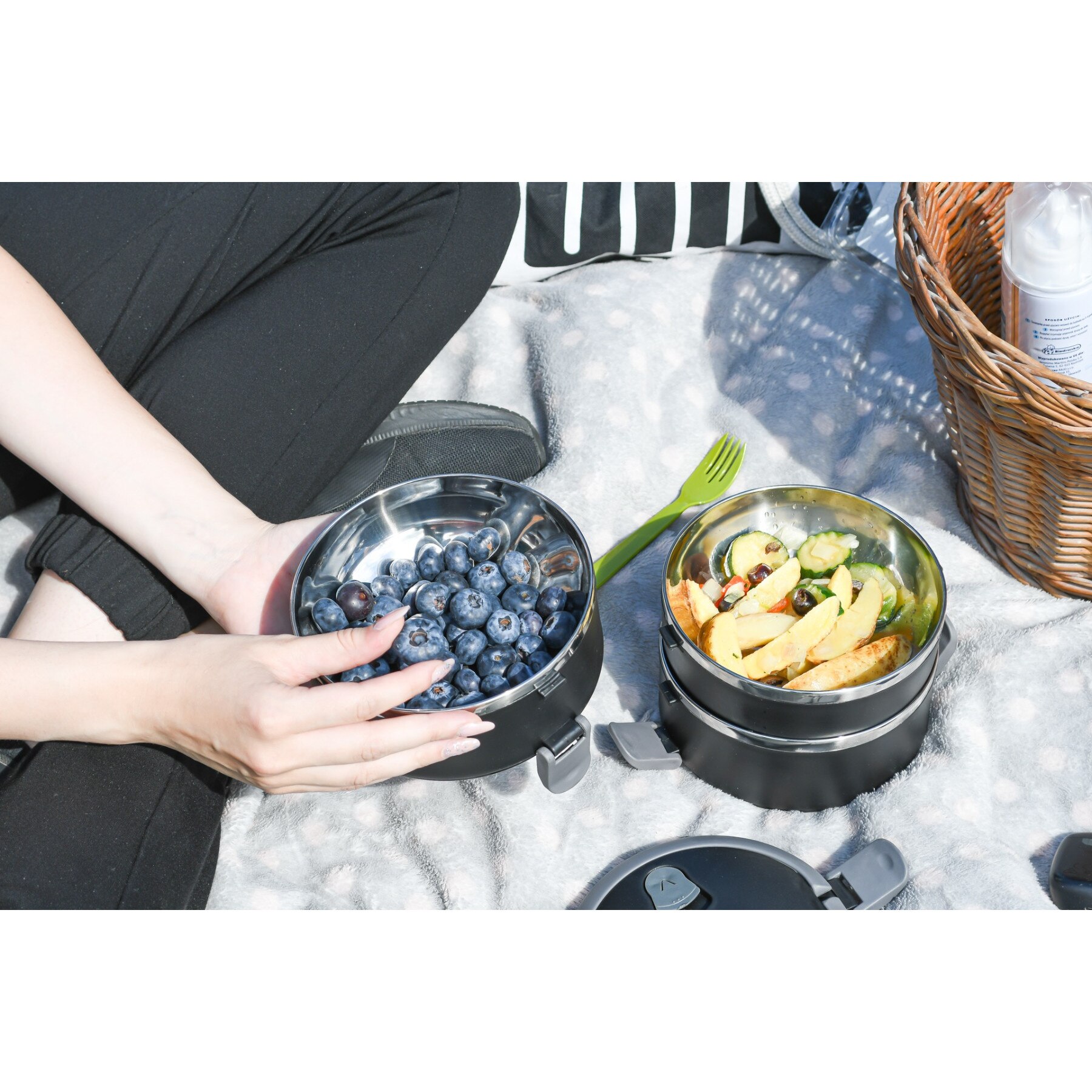 Recipient termic pentru alimente, 3 straturi, 2,1L, Negru - eMAG.ro