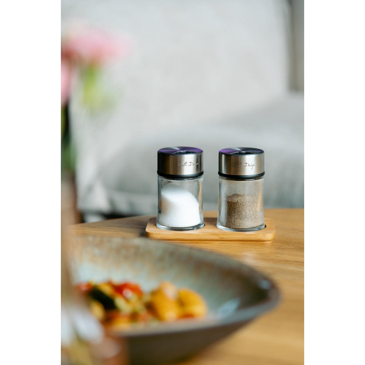 Set 2 solnite, Vialli Design, Inox/ Sticla, 70 ml, Transparent ...