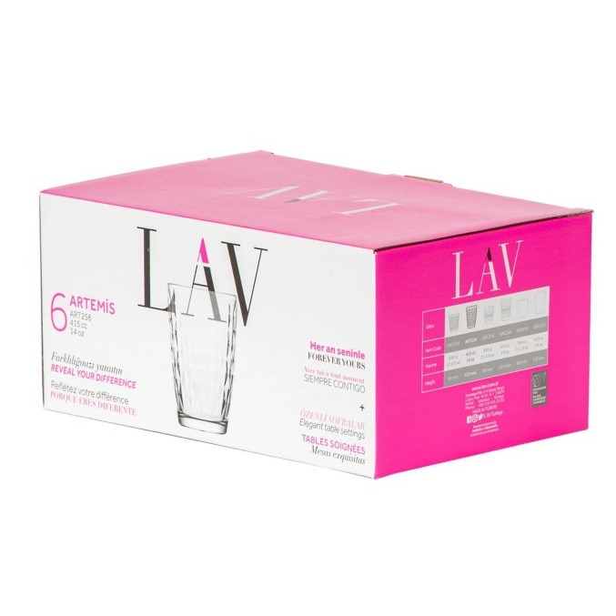 Pahare inalte, LAV, 415 ml, 6 bucati, Sticla, Transparent - eMAG.ro
