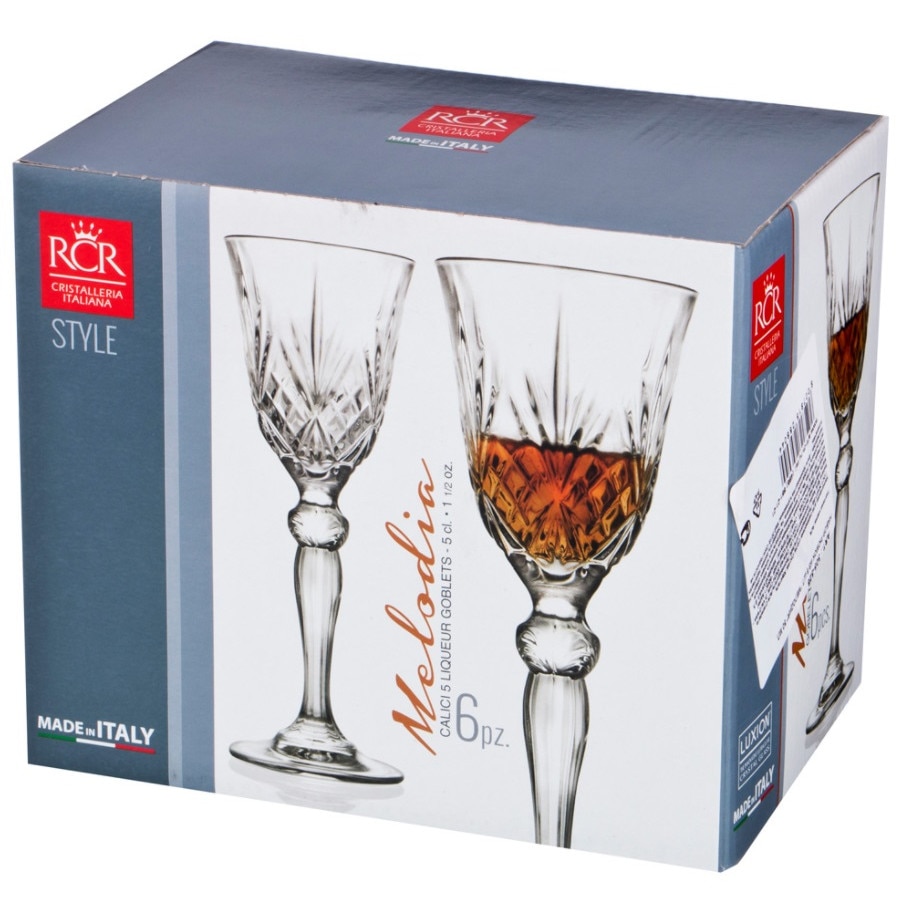 Set 6 pahare pentru lichior, RCR Cristalleria Italiana, 50 ml - eMAG.ro