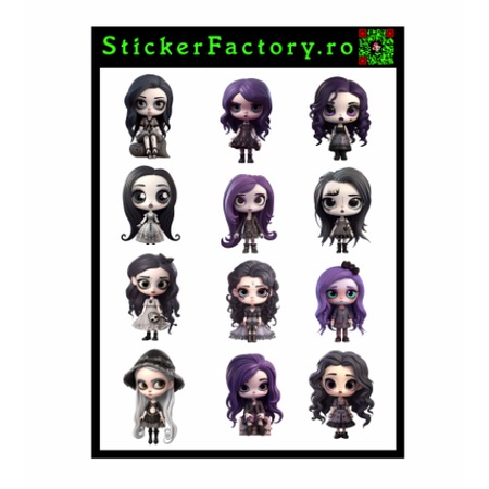 Set Stickere "Goth Girl" #2, Vinyl Waterproof, Coala A3, 7 - 8 cm - eMAG.ro