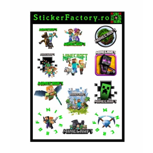 Set Stickere "Minecraft", Vinyl Waterproof, Coala A5, 4 - 5 cm - eMAG.ro
