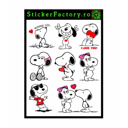 Set Stickere "Snoopy Peanuts", Vinyl Waterproof, Coala A5, 4 - 5 cm ...