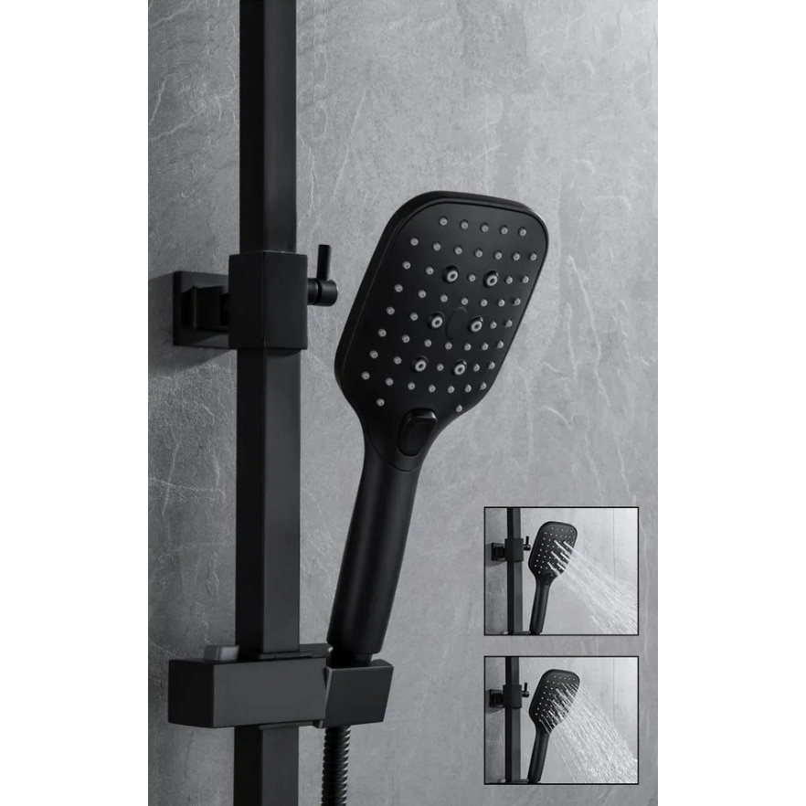 Set de dus cu suport culisant, dus fix si para dus mobila, negru mat ...
