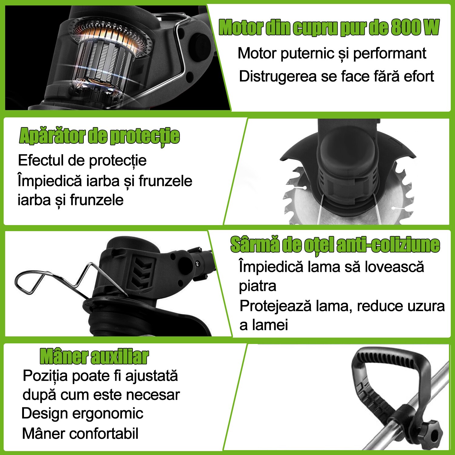 Masina de tuns gazon/iarba electrica, SDLOGAL, Fara fir, Cu roti de ...