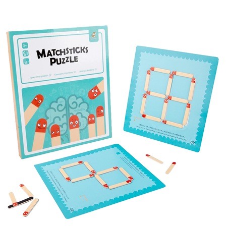 Joc educativ magnetic Matchsticks puzzle cu 30 betisoare lemn si 50 ...