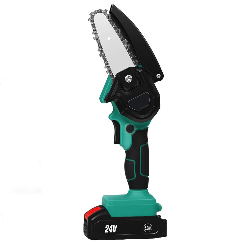 Мини верижен трион SIKS, Зелен, 6 инча, 24V, 1 батерия, 2 вериги, 2000 ...