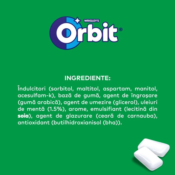 Guma de mestecat cu aroma de menta Orbit Spearmint, 2 drajeuri - eMAG.ro