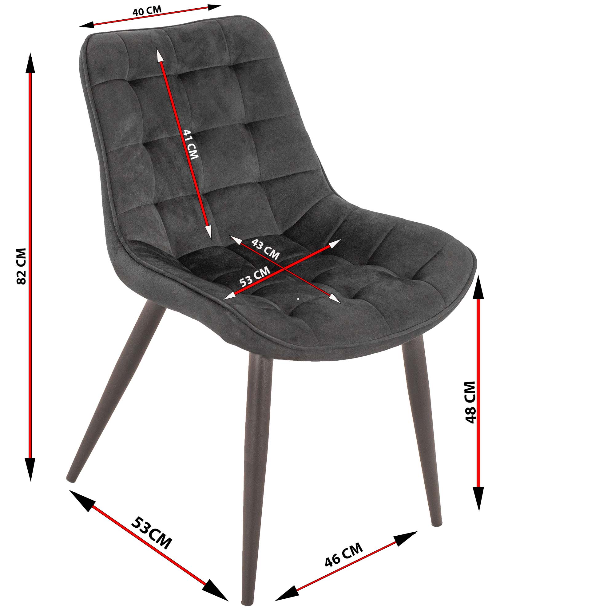 Scaun DENVER Osaka, negru, picioare metalice negre, tapitat, stofa ...