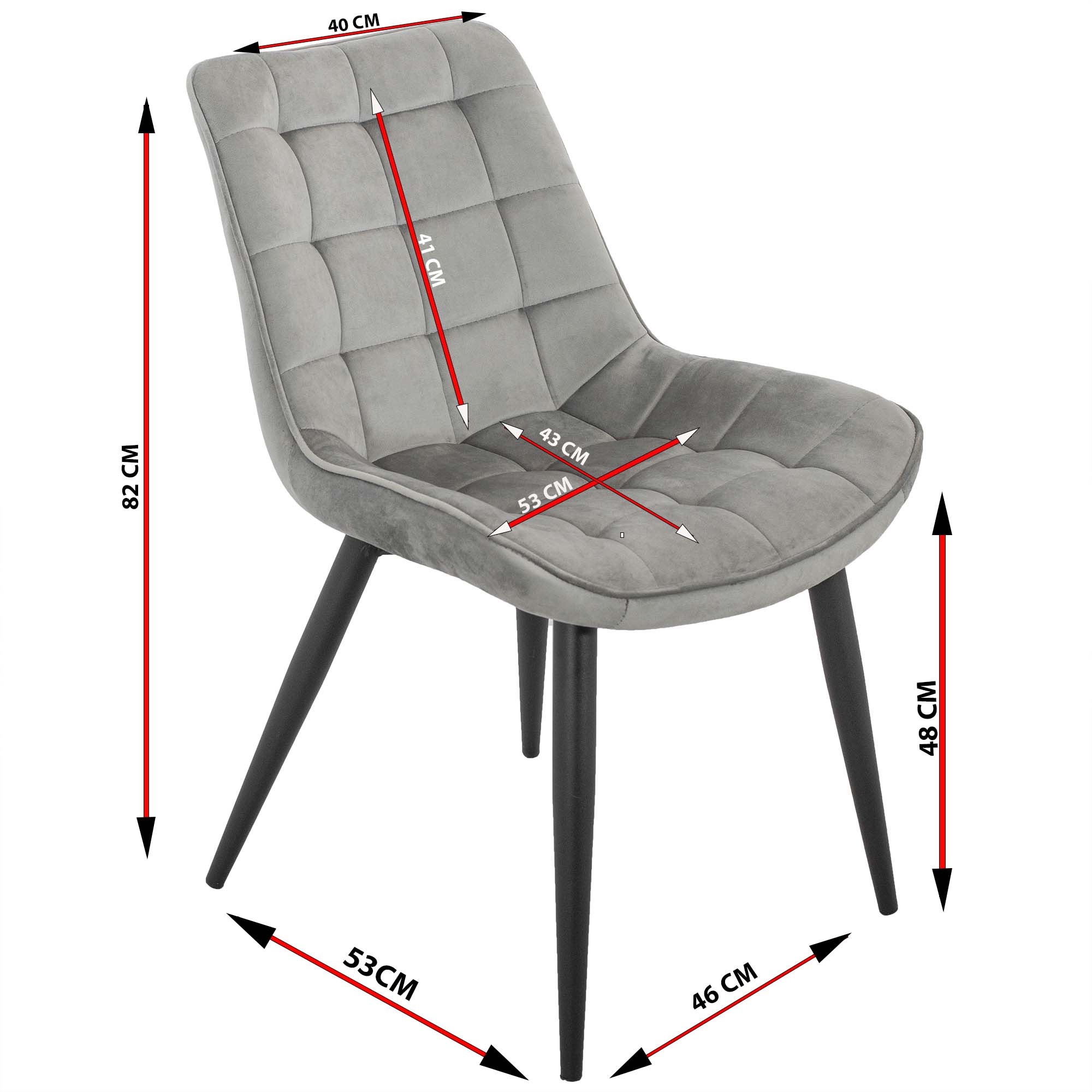 Scaun DENVER Osaka, gri, picioare metalice negre, tapitat, stofa ...