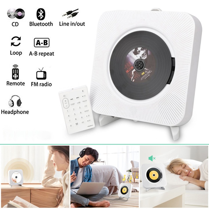 CD player portabil multifunctional actualizat, Bluetooth, Radio FM ...