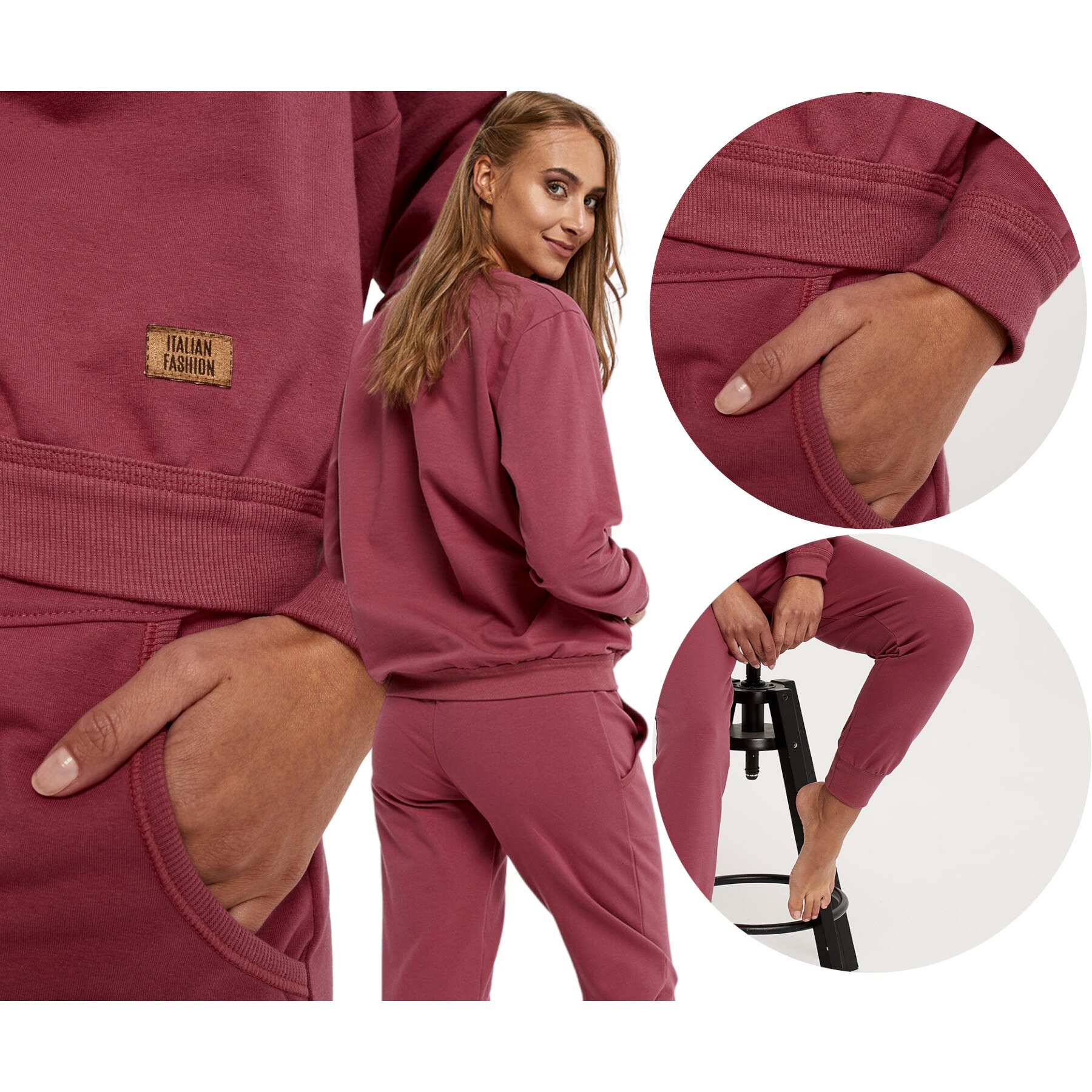 Trening modern dama, Italian Fashion, Bumbac, Roz somon, M - eMAG.ro