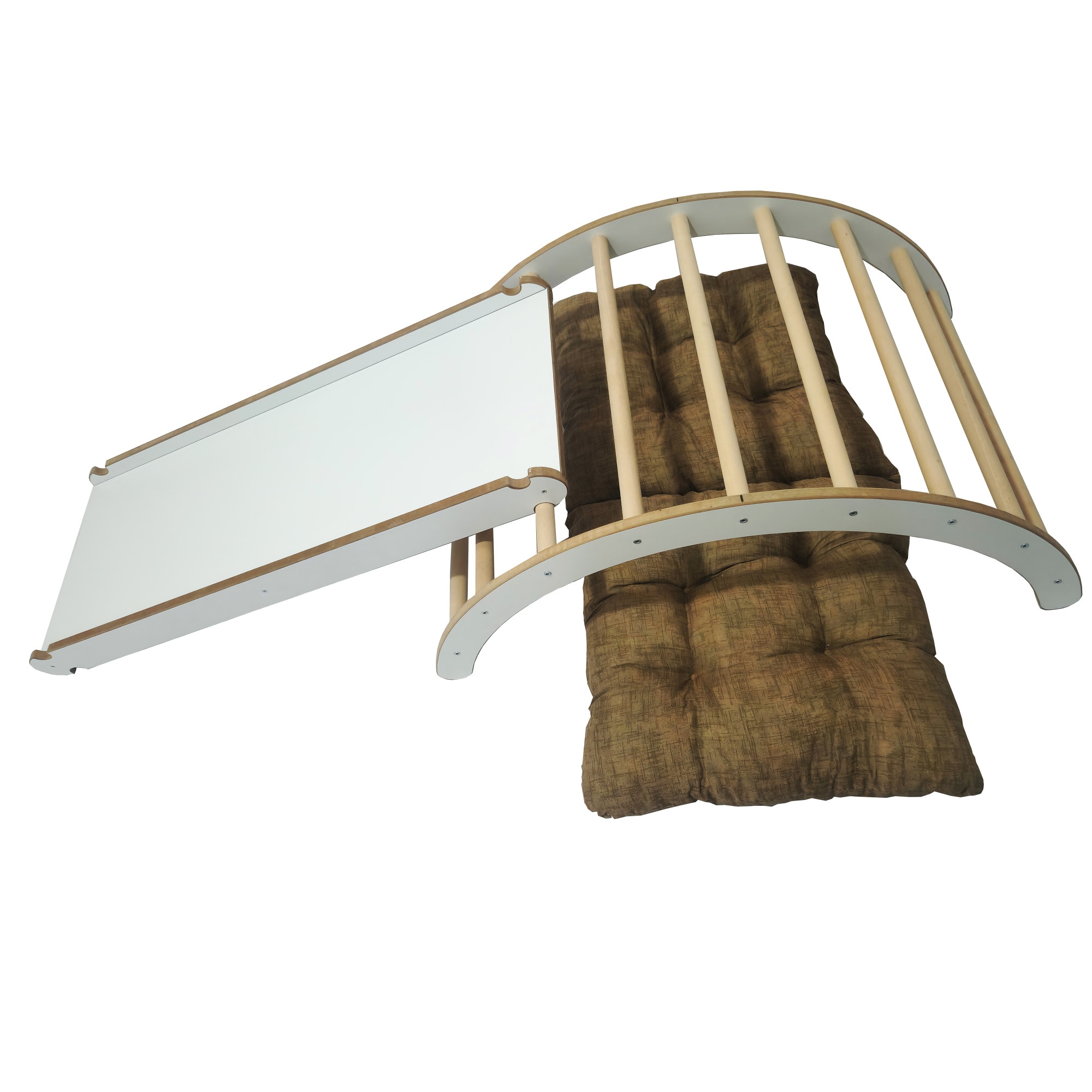 Semicerc Pikler, rampa/ tobogan si perna bej, tip montessori - eMAG.ro