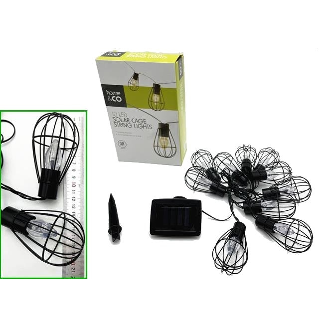 Instalatie 10 becuri LED solare pentru exterior, 300 mAh, 3.8m, Negru ...