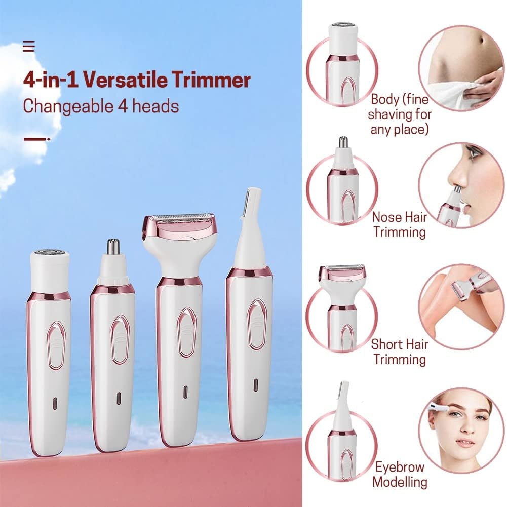 Epilator 4in1, MOSMAOO®, Wet & Dry, 4 accesorii, Incarcare USB, Alb ...