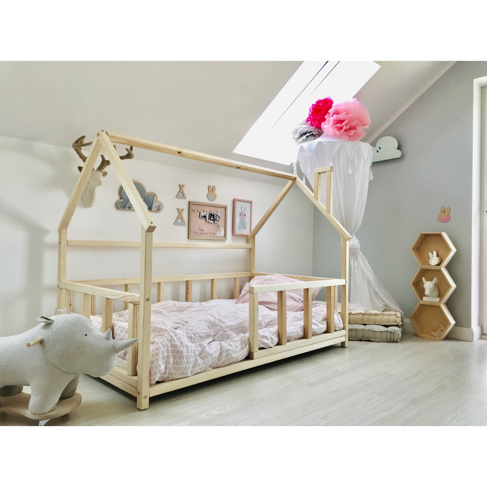 Pat de copii, Lemn, 98x168cm, Maro - eMAG.ro