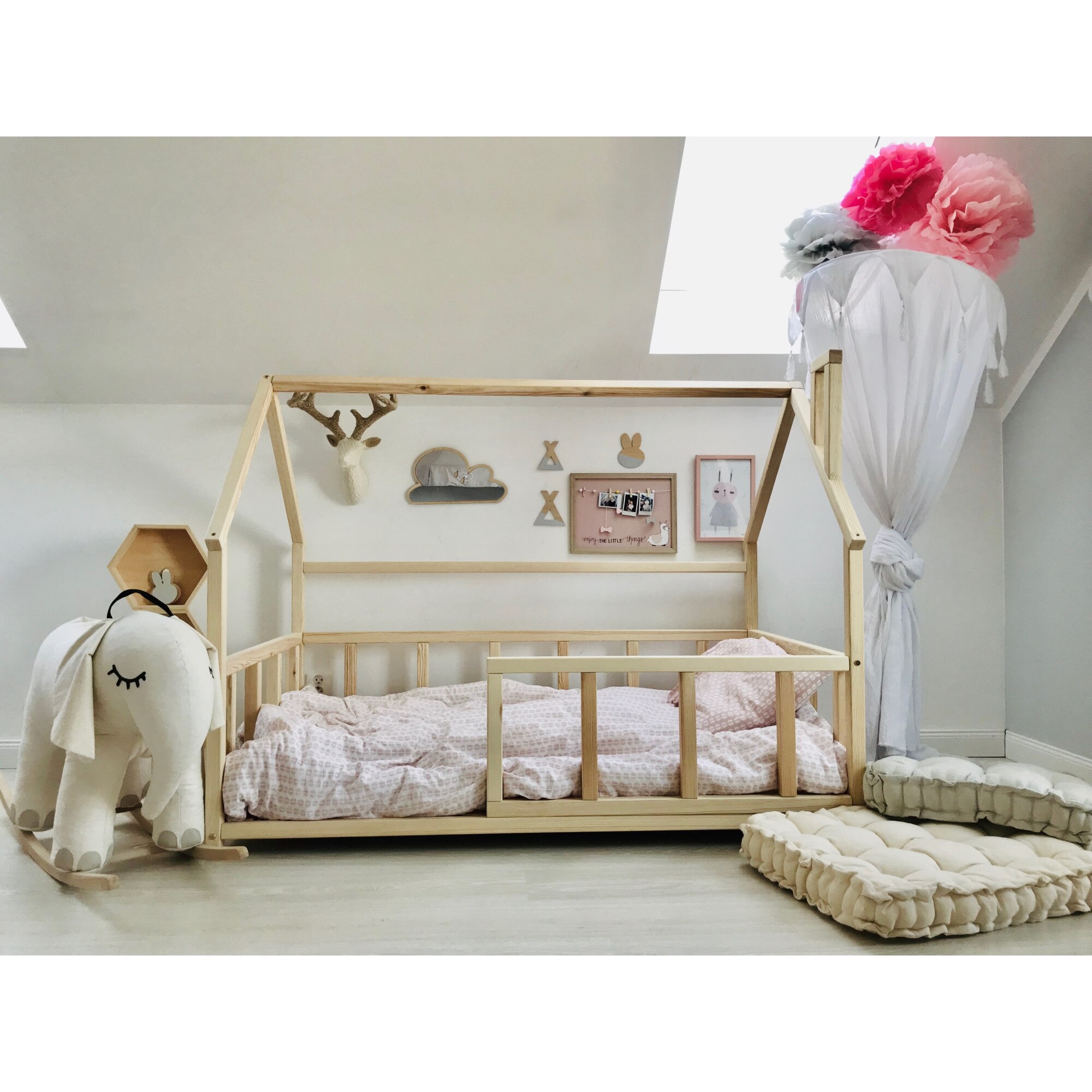 Pat de copii, Lemn, 98x168cm, Maro - eMAG.ro