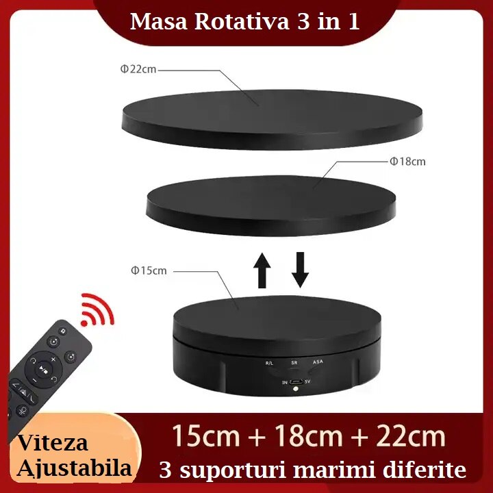 Stand Foto Rotativ Electronic 3 in 1, pentru poze si video, 360 ...