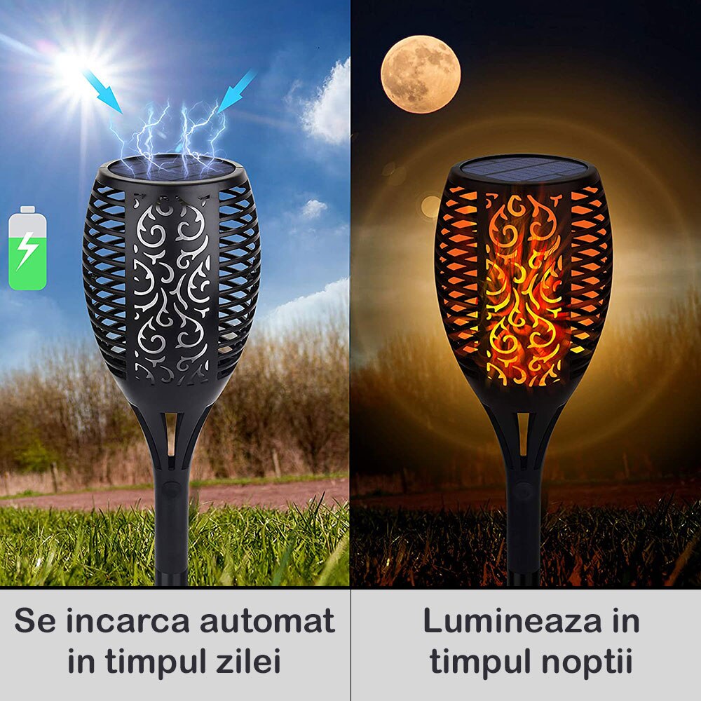 Lampa Solara Pentru Gradina SIKS, Torta Cu Efect De Flacara, 47 cm ...