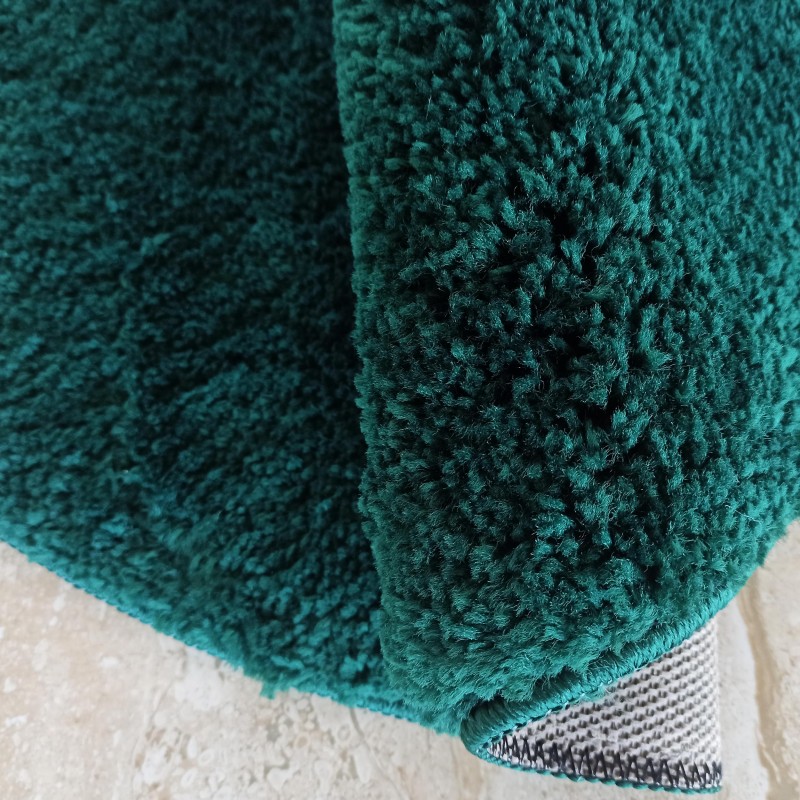 Covor rotund shaggy, Dywanopol, Stickla verde, Camel, 120 cm - eMAG.ro