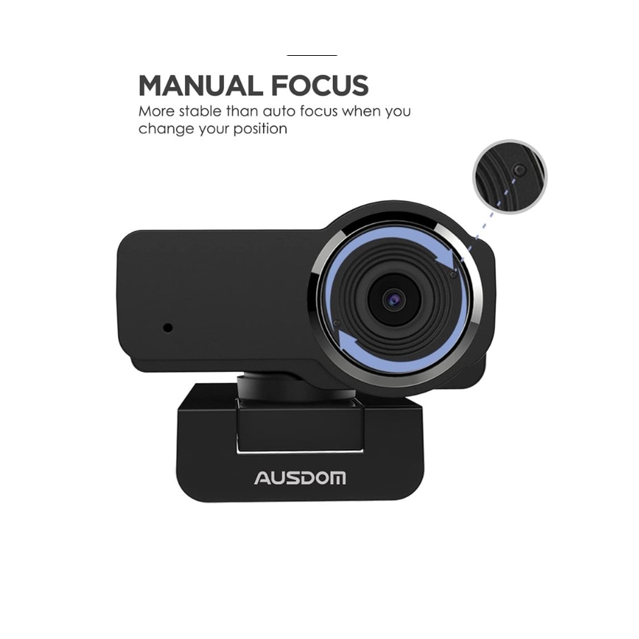 Camera web Ausdom Full HD, 1920x1080 px, 1.5m lungime cablu, Negru ...