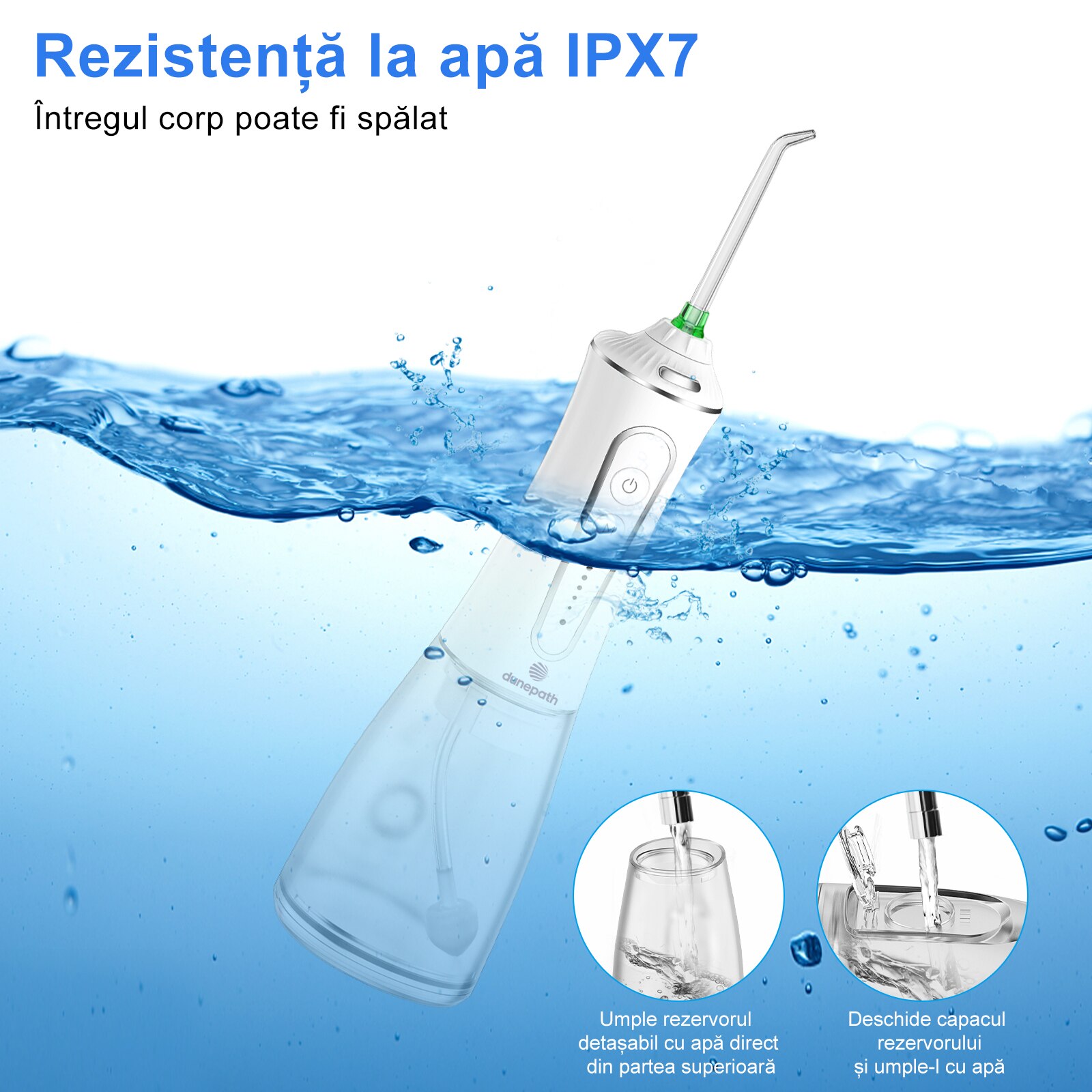Irigator Oral Profesional pentru Dus Bucal, Dunepath®, Cablu USB-C ...