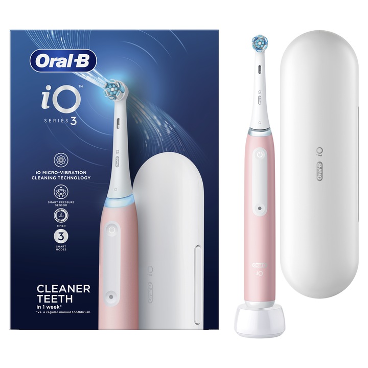 Periuta de dinti electrica Oral-B iO 3, cu Tehnologie Magnetica si Micro-Vibratii, Senzor de ...
