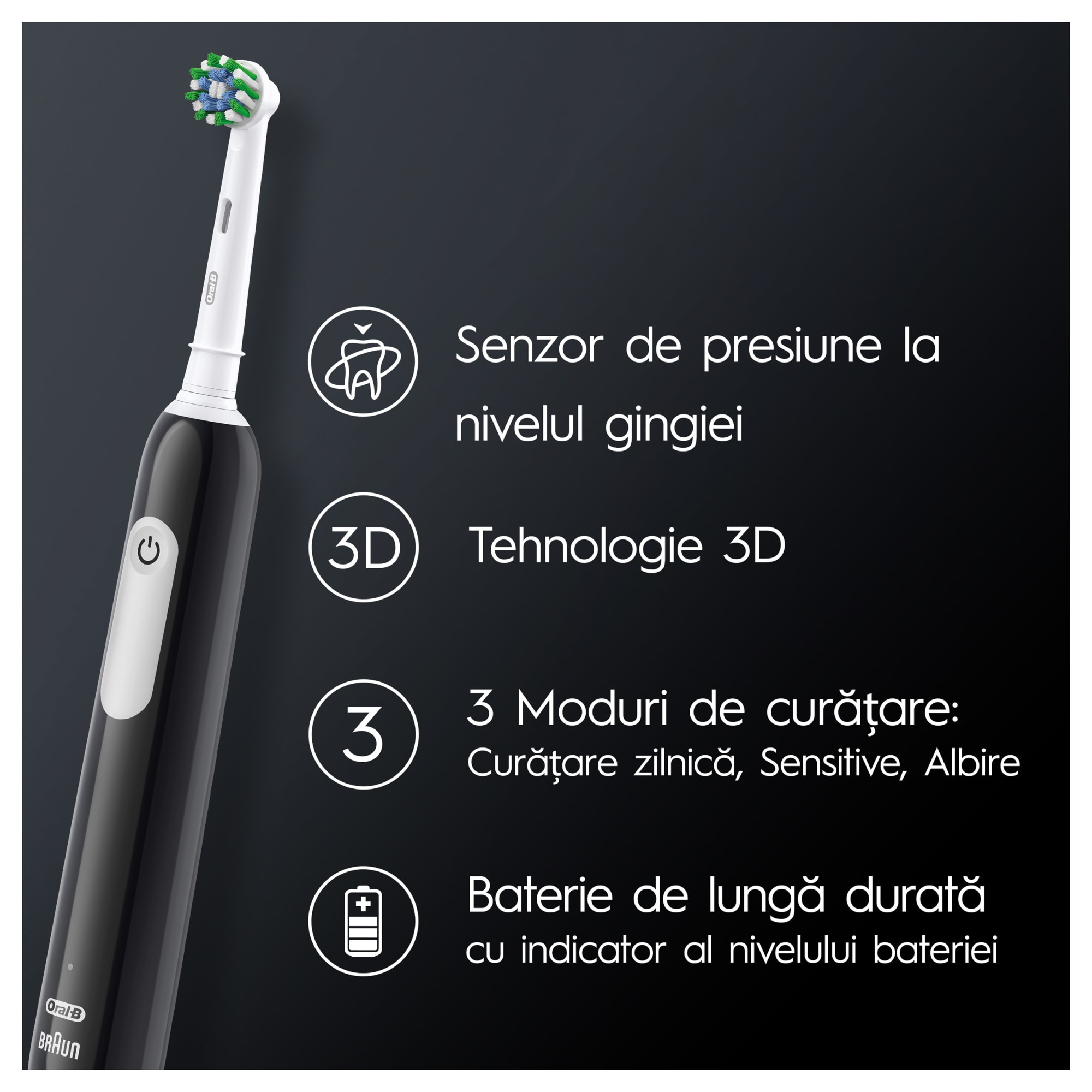 Periuta de dinti electrica Oral-B Pro 1, Curatare 3D, 3 programe, 1 ...