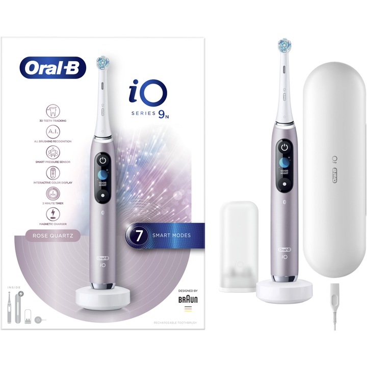 Електрическа четка за зъби Oral-B iO9, Магнитна технология, Микровибрации, Изкуствен интелект ...
