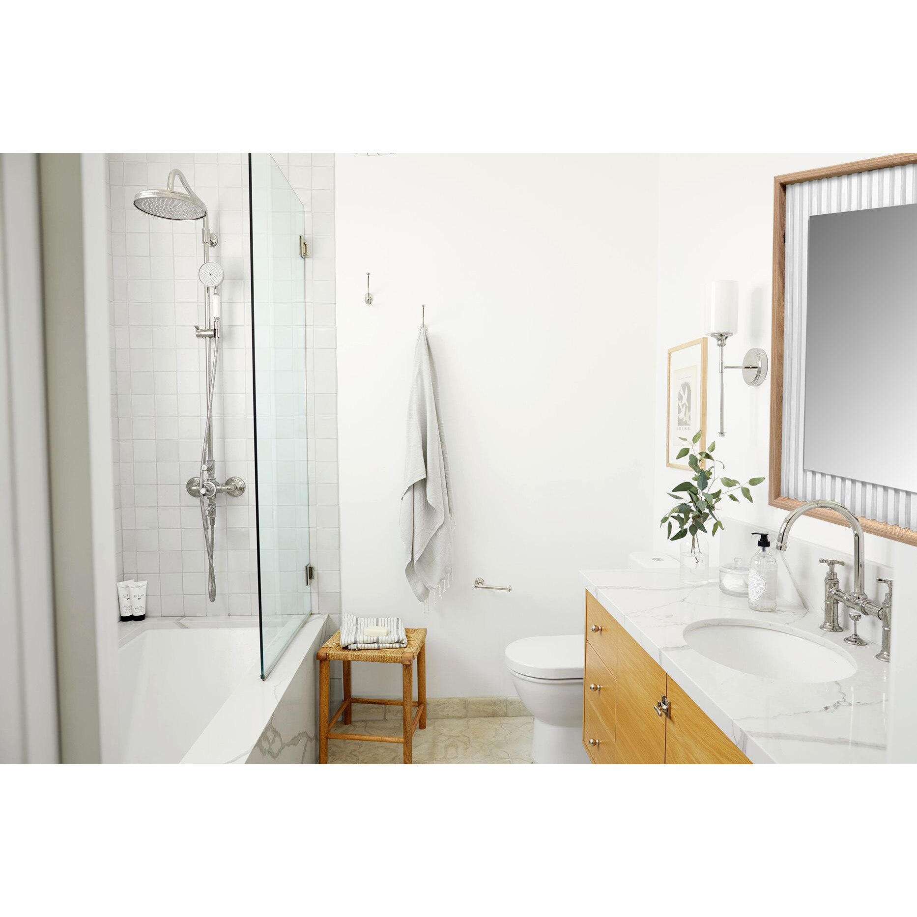 Oglinda de perete cu Riflaj, MDF si Pal, 80 x 60 cm, Alb - eMAG.ro