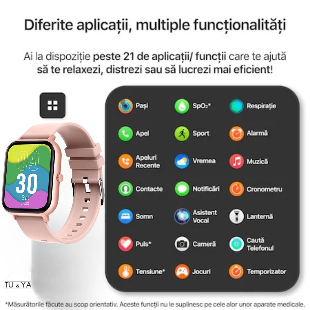 Ceas Smartwatch TU&YA ® WATCH Apel Bluetooth HD, 1.83” Borderless ...