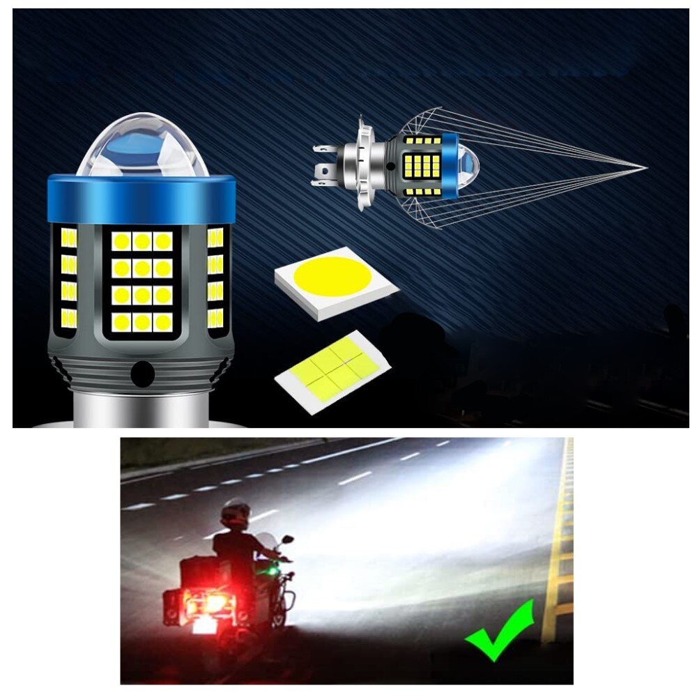 Set 2 becuri LED SMD H4, 160W, 6000k, 12/80V, 2 faze, lupa - eMAG.ro