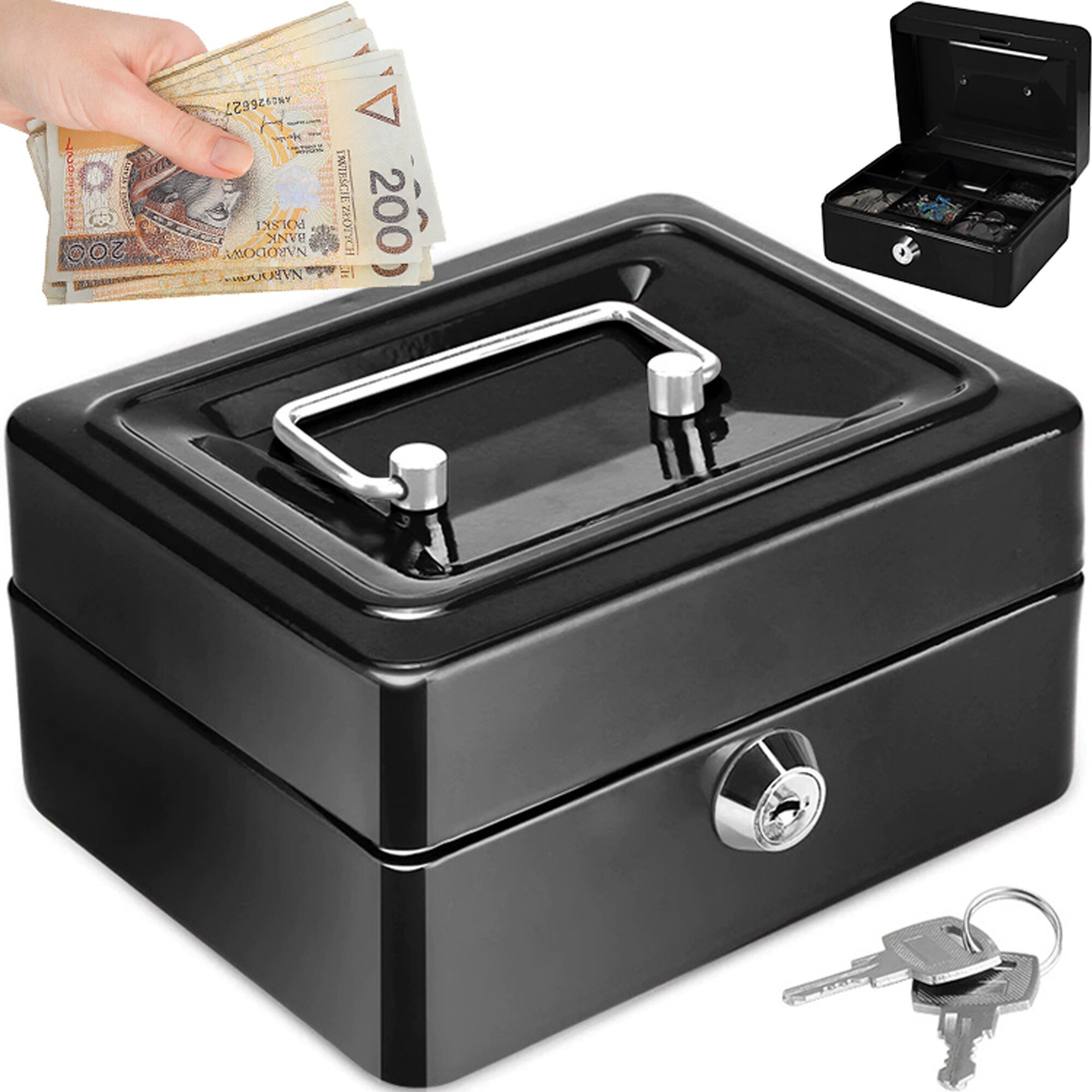 Cutie de Bani cu 2 Cheie si Compartimente pentru Monede si Bancnote cu ...