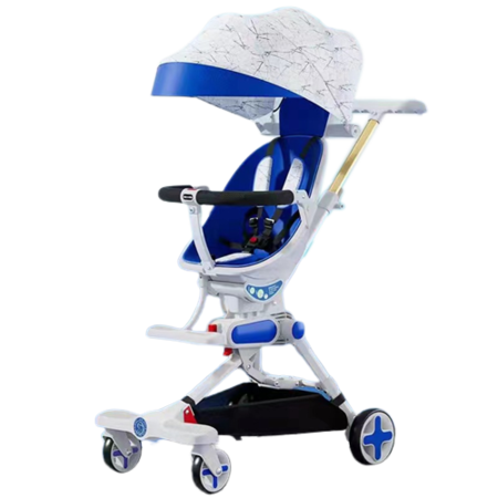 Carucior bebe pliabil cu sezut rotativ 360 grade, Albastru, Pentru ...