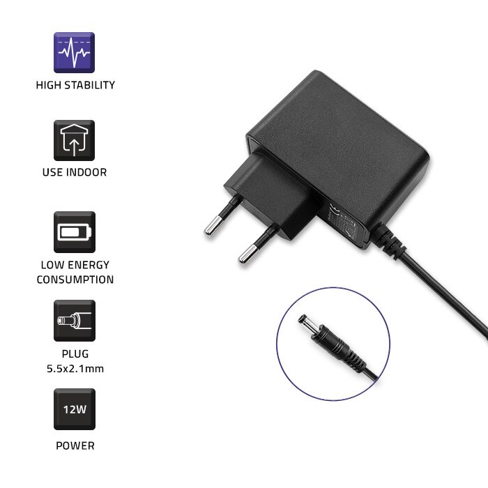 Adaptor de retea, Qoltec, 12W, 6V, 2A, 5.5 x 2.1 - eMAG.ro