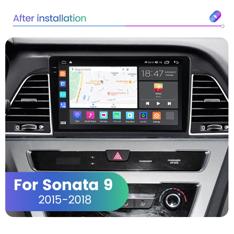 Навигация Hyundai Sonata 9 от 2015-2018, NAVIGPS, 2K резолюция, 9.5 инча QLED екран, 8GB RAM и ...